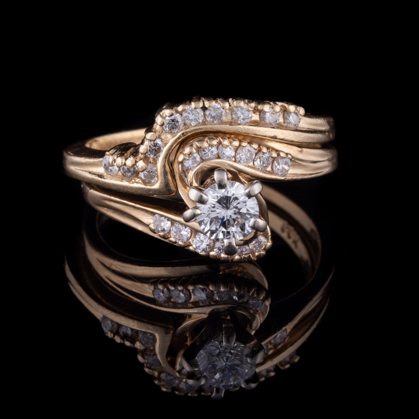 Pre-Owned 14K Diamond Wedding Set By-Pass