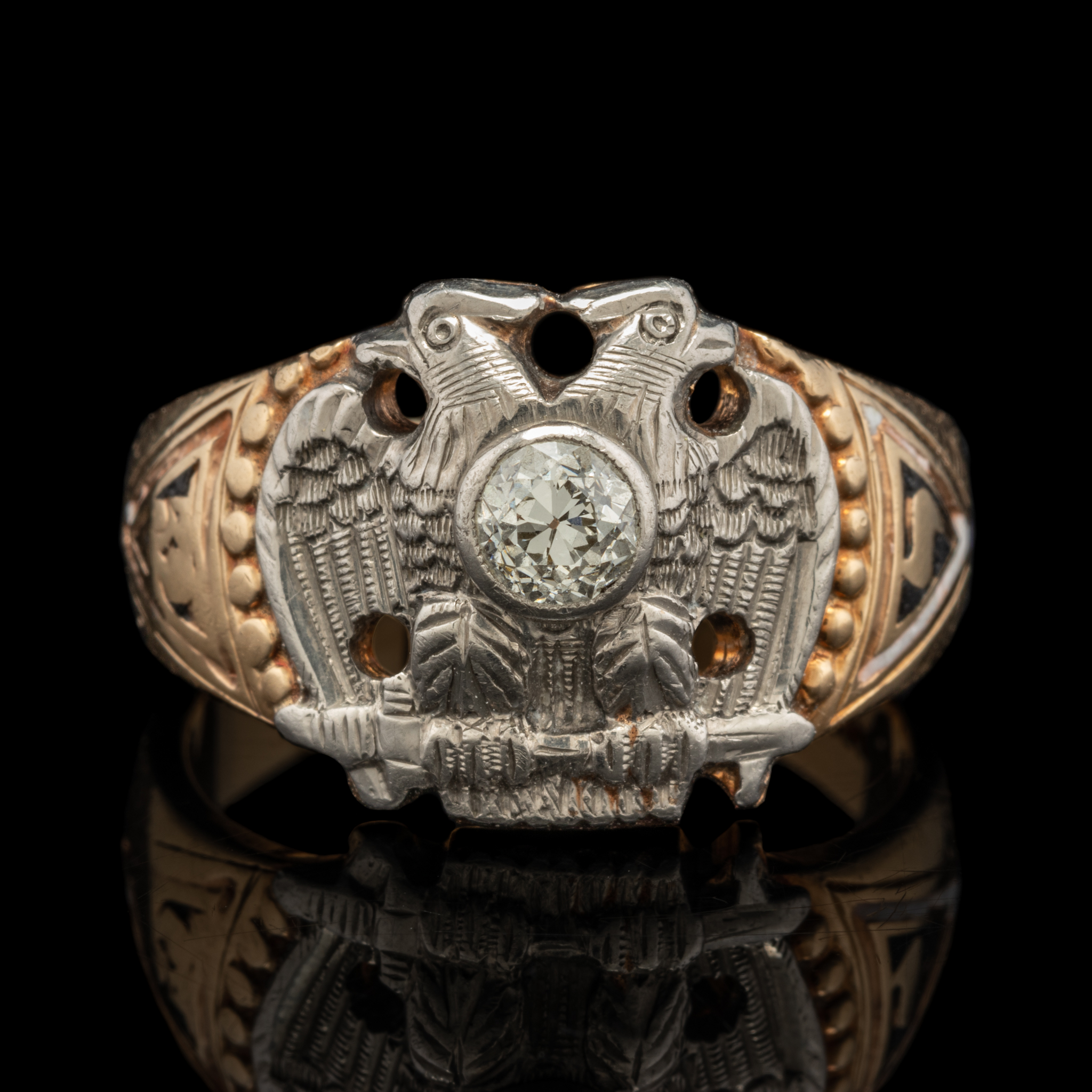 Vintage 32nd Degree Masonic Past Master Diamond Ring in 14K