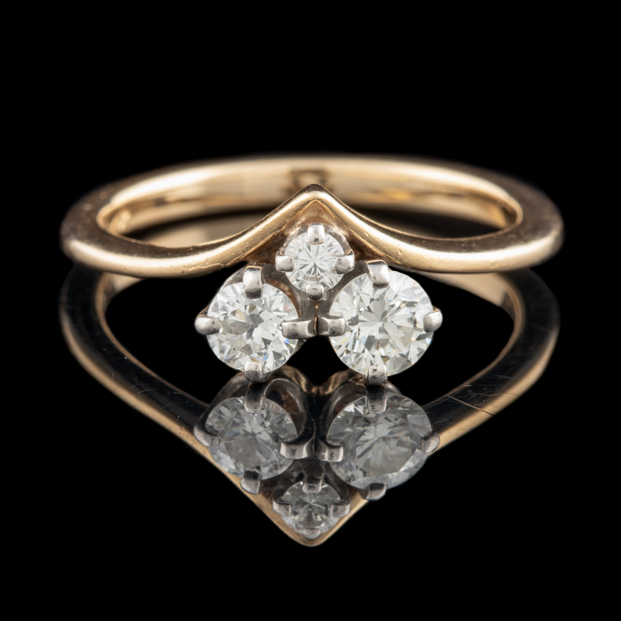 Vintage .47 Carat tw Three Diamond Ring in 14K
