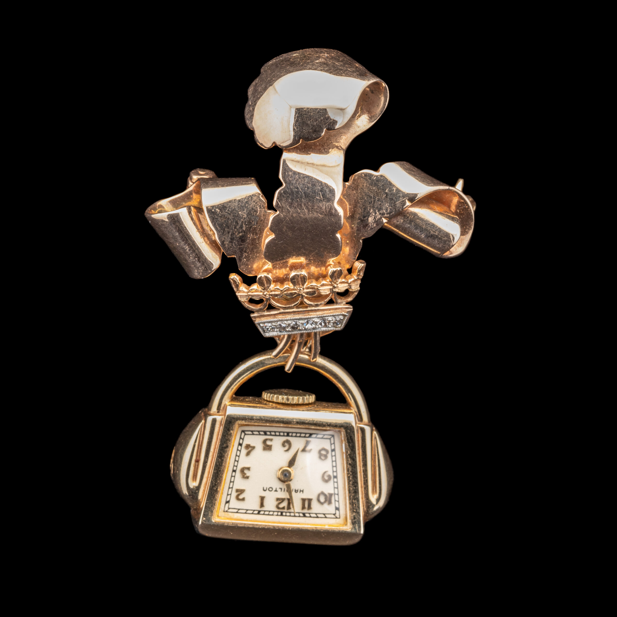 Hamilton Vintage Diamond Lapel Watch in 14K